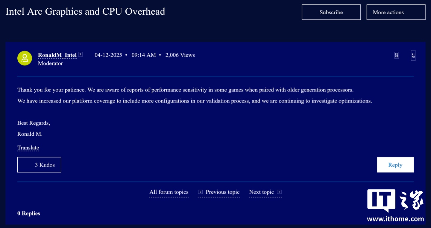 英特尔知悉锐炫显卡部分游戏中表现“吃 CPU”问题，正扩大范围调查 - 芯片 - JQman