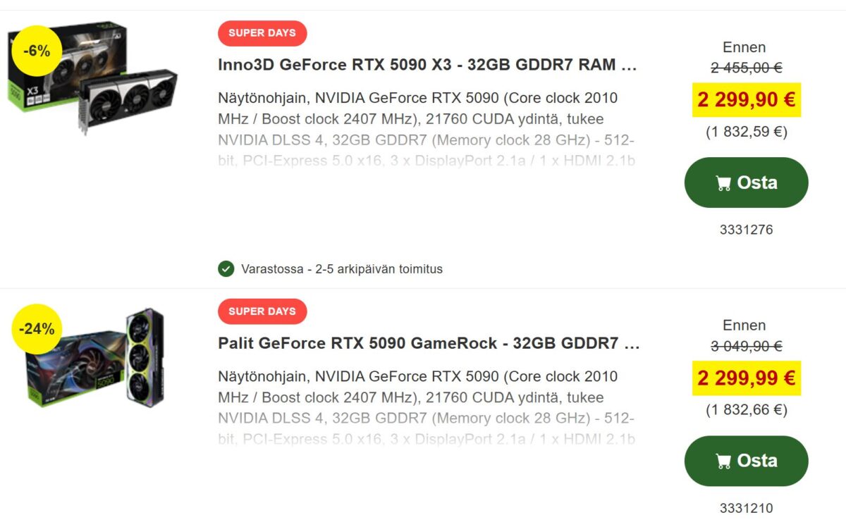 首次破发：英伟达 RTX 5090 在欧洲跌破 MSRP 官方指导价 - 数码 - JQman